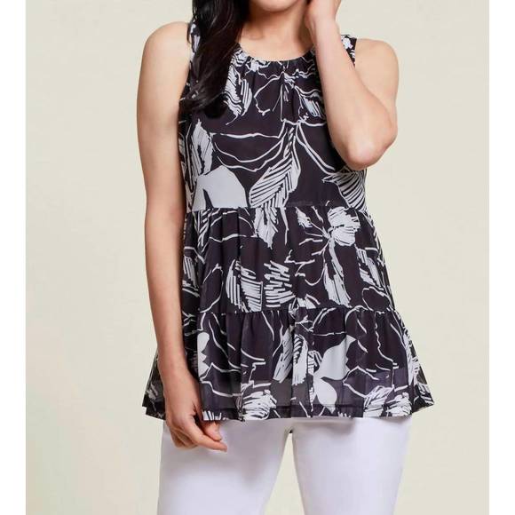 Tribal | Tops | New Tribal Sleeveless Tiered Top In Blackwhite | Poshmark